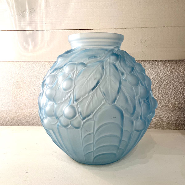 Vase boule Art Déco bleu - Brocante et Déco Chic Vase boule Art Déco bleu - Brocante et Déco Chic